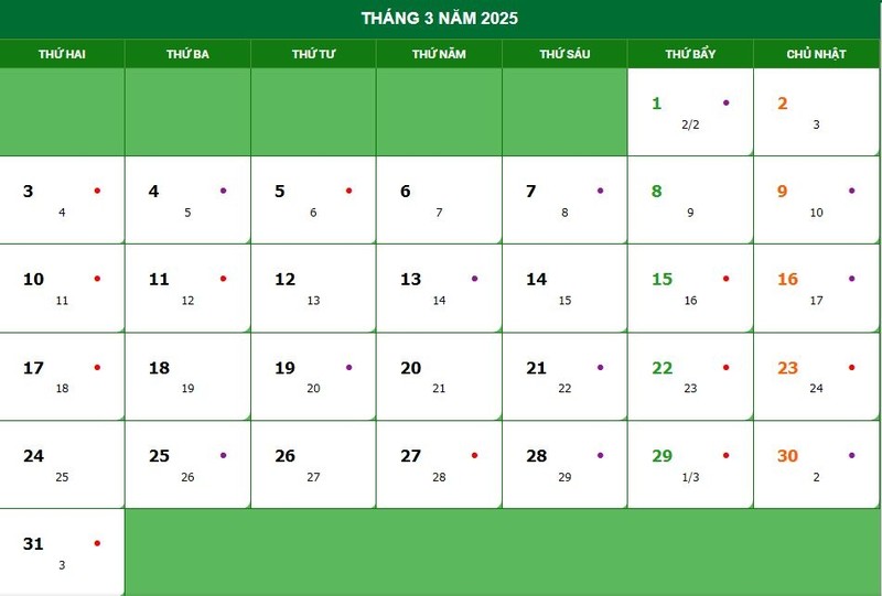 Lịch Ngày Tốt Tháng 3 Năm 2025: Cập Nhật Chi Tiết Và Dự Báo Tử Vi